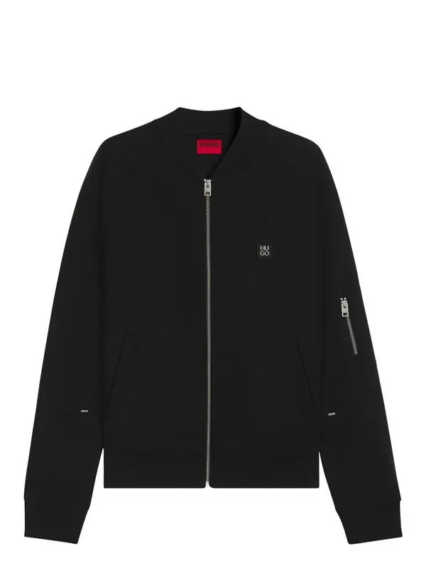 Hugo Stacked-logo Zip-up Bomber Jacket - Black