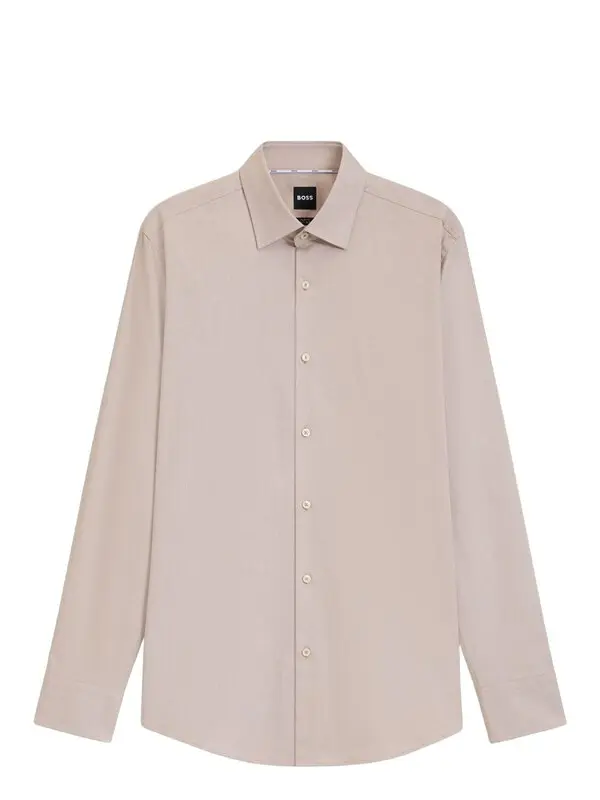 BOSS Easy-iron Slim-fit Shirt In Stretch-cotton Twill - Beige