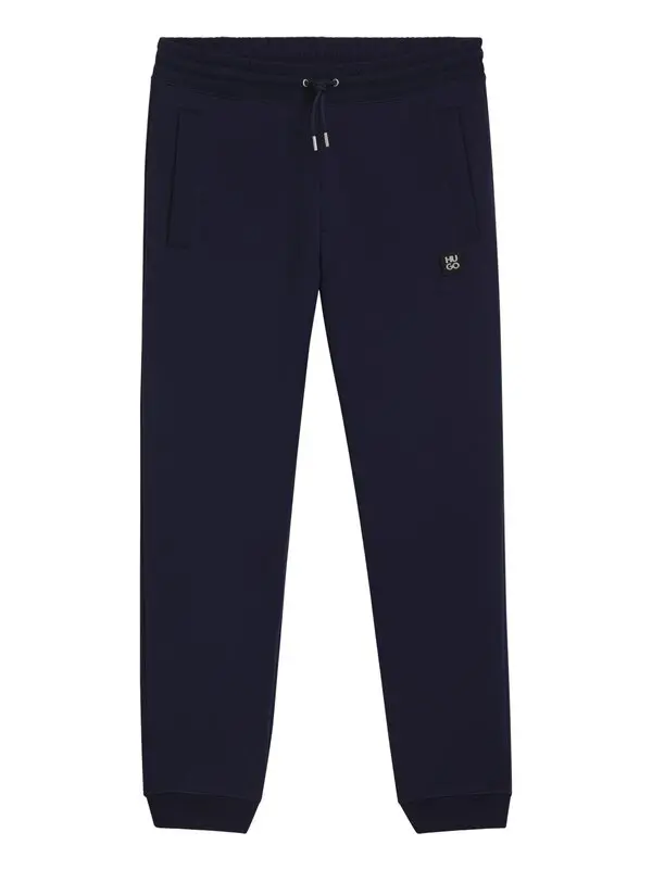 Hugo Stacked-logo Tracksuit Bottoms In A Cotton Blend - Dark Blue