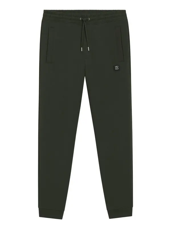 Hugo Stacked-logo Tracksuit Bottoms In A Cotton Blend - Dark Green