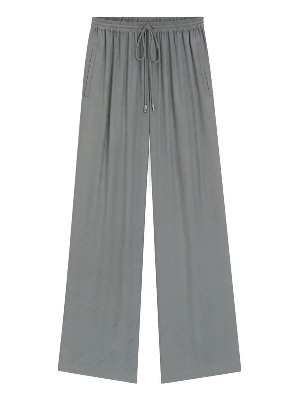 BOSS Wide-leg Trousers With Logo Jacquard - Grey