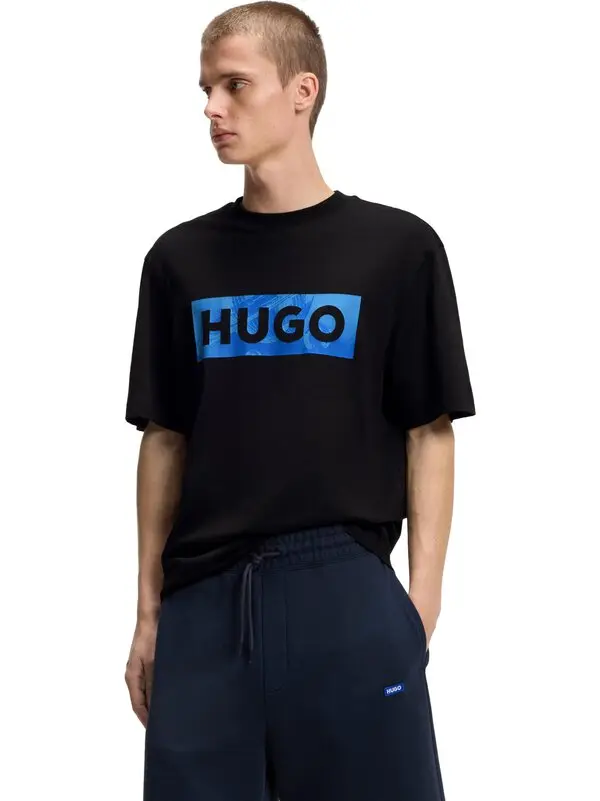 Hugo Logo-artwork T-shirt In Cotton Jersey - Black
