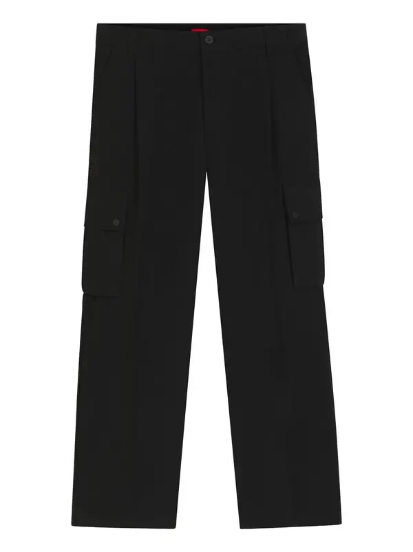 Hugo Slim-fit Mercerised Cotton Cargo Trousers - Black