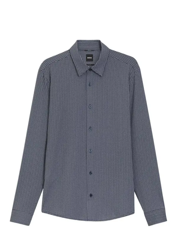 BOSS Slim-fit Shirt In Italian-made Performance-stretch Jersey - Dark Blue