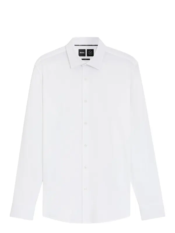 BOSS Slim-fit Shirt In Italian-made Performance-stretch Jersey - White