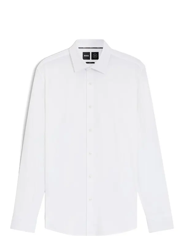 BOSS Slim-fit Shirt In Italian-made Performance-stretch Jersey - White