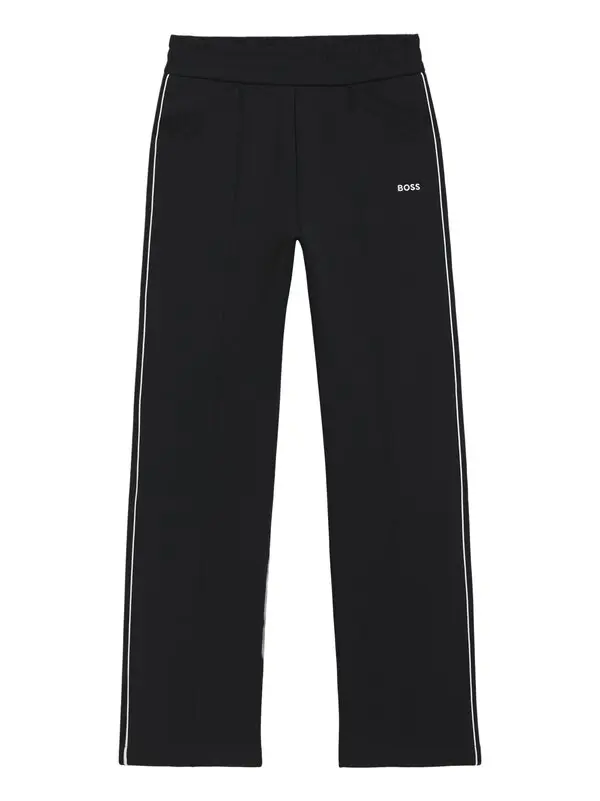 BOSS Straight-fit Tracksuit Bottoms With Contrast Piping And Logo - Black