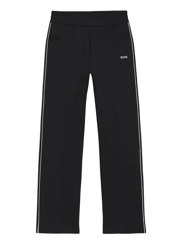 BOSS Straight-fit Tracksuit Bottoms With Contrast Piping And Logo - Black