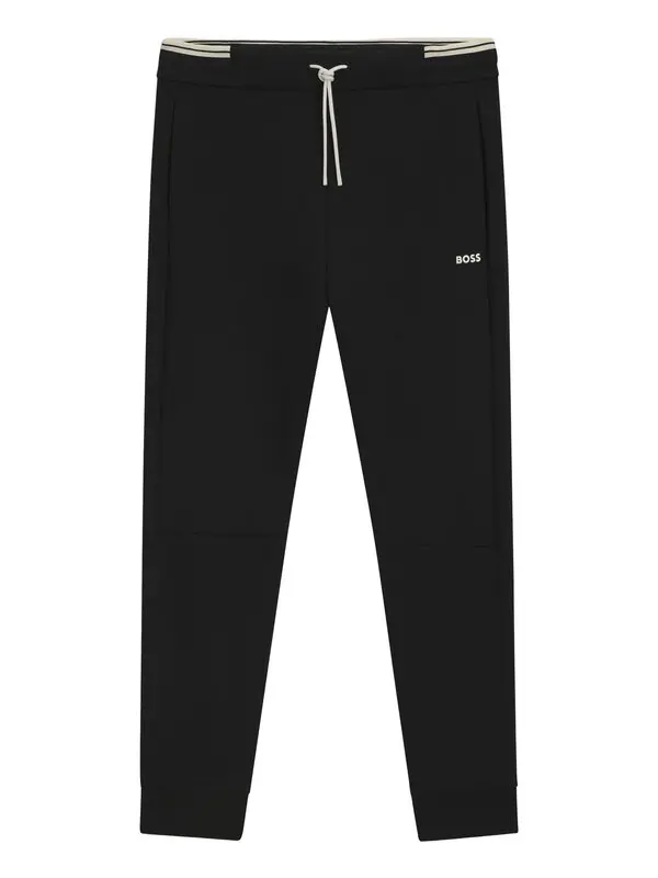 BOSS Stripe-detail Tracksuit Bottoms In A Cotton Blend - Black