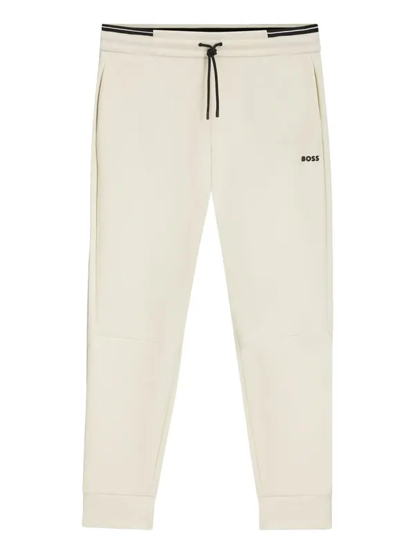 BOSS Stripe-detail Tracksuit Bottoms In A Cotton Blend - White
