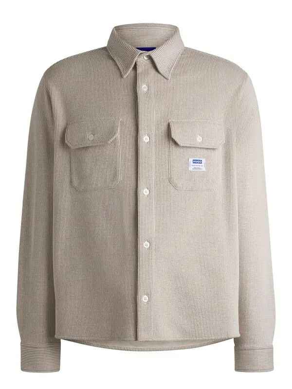 Hugo Oversized-fit Shirt In A Structured Cotton Blend - Light Beige
