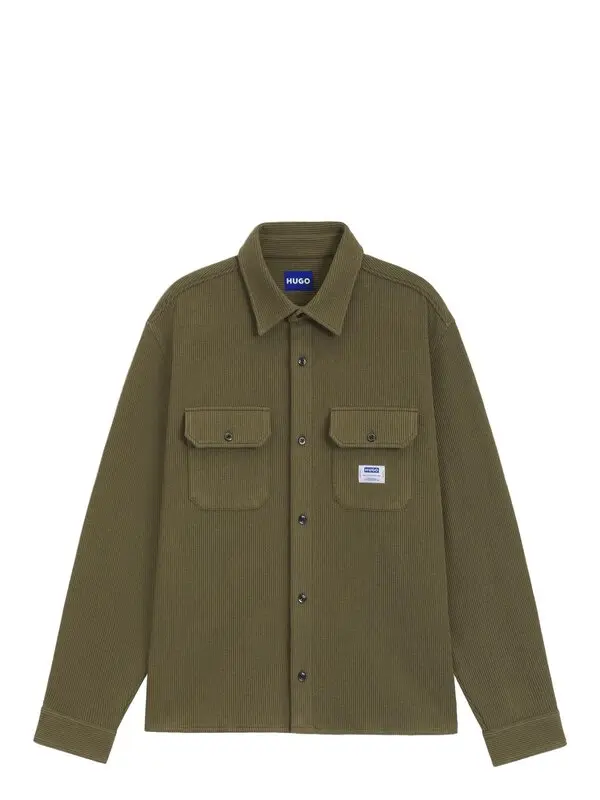 Hugo Oversized-fit Shirt In A Structured Cotton Blend - Light Green