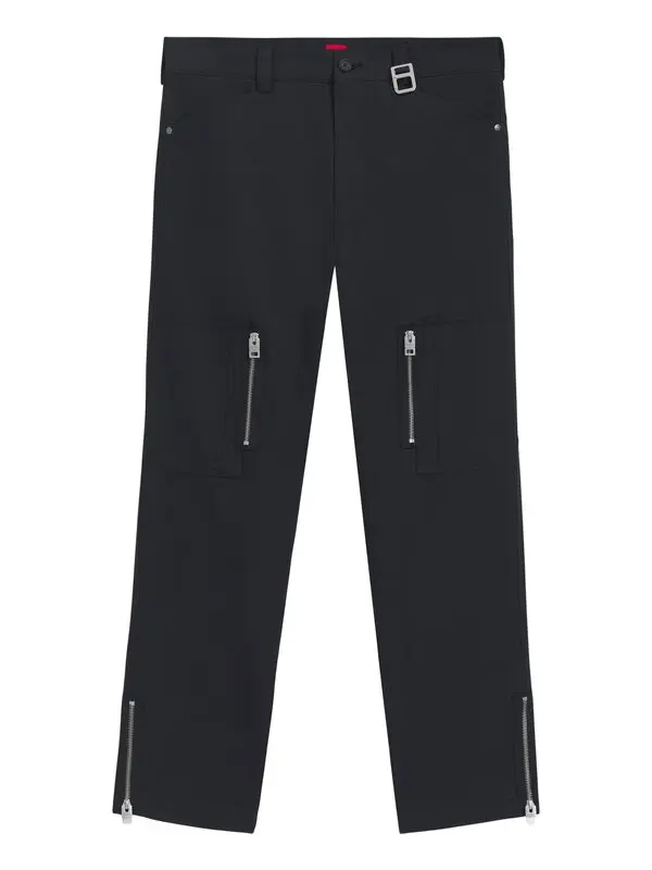 Hugo Relaxed-fit Herringbone Cotton Trousers - Black