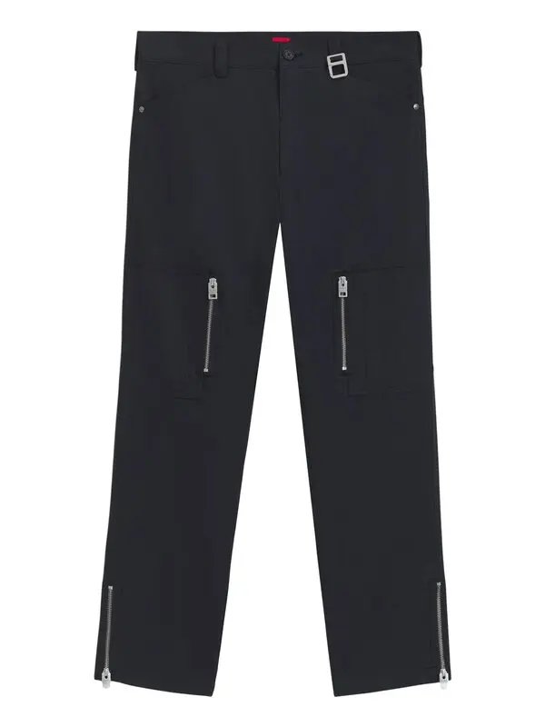 Hugo Relaxed-fit Herringbone Cotton Trousers - Black