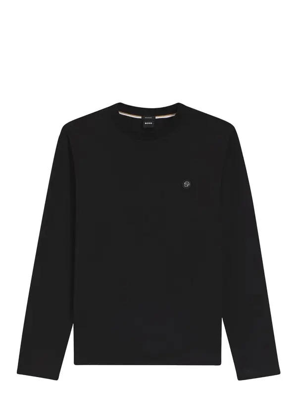 BOSS Mercerised-cotton T-shirt With Double B Monogram - Black