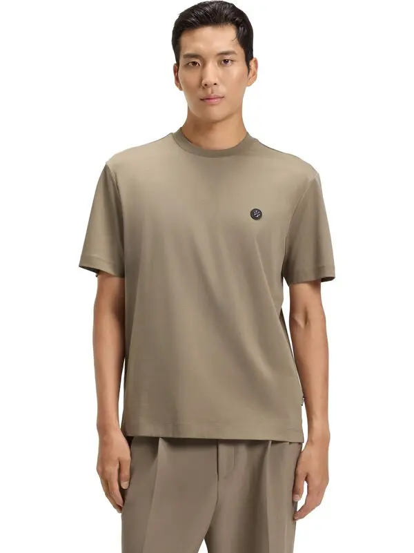 BOSS Mercerised-cotton T-shirt With Double B Monogram - Light Brown