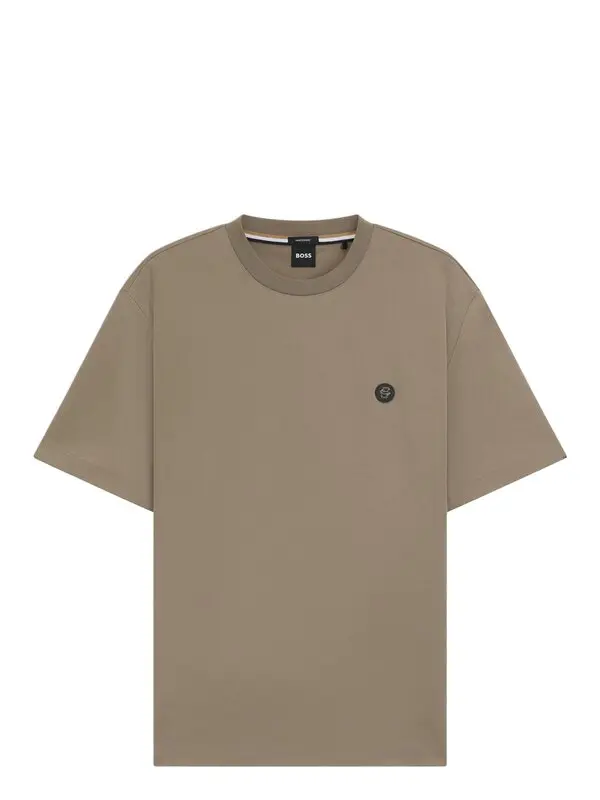BOSS Mercerised-cotton T-shirt With Double B Monogram - Light Brown