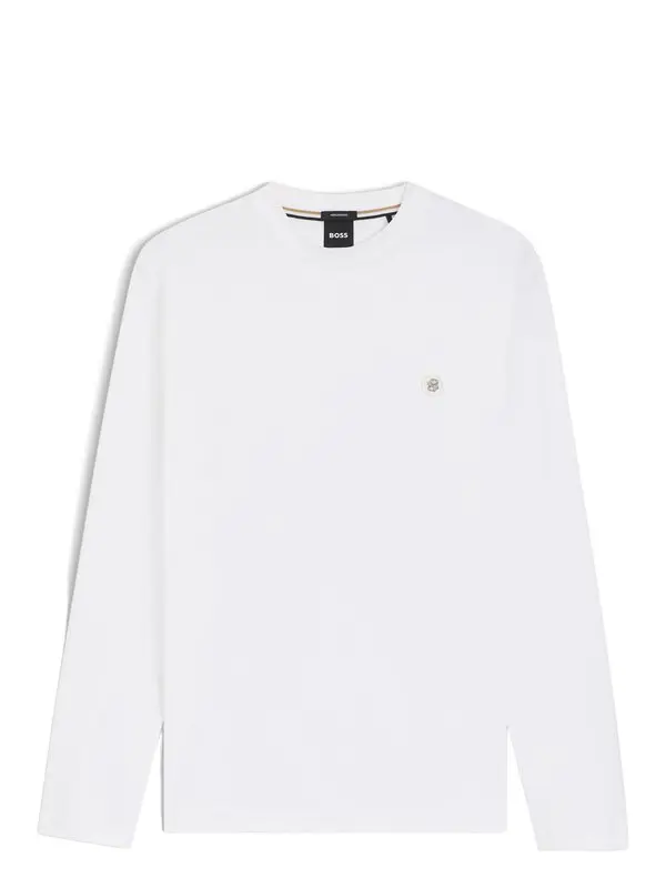 BOSS Mercerised-cotton T-shirt With Double B Monogram - White