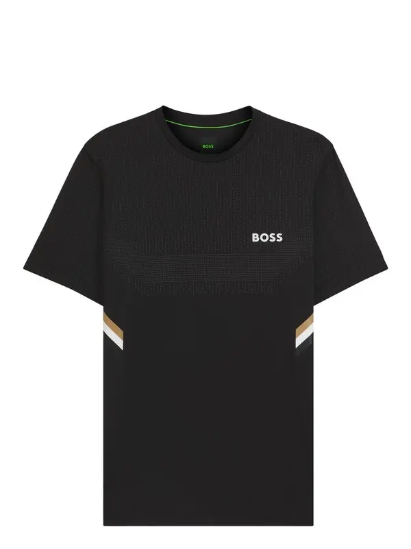 BOSS Active Piqué Slim-fit T-shirt With Moisture Management - Black