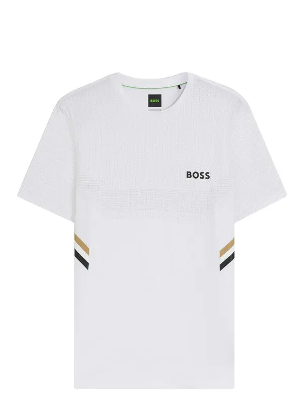BOSS Active Piqué Slim-fit T-shirt With Moisture Management - White