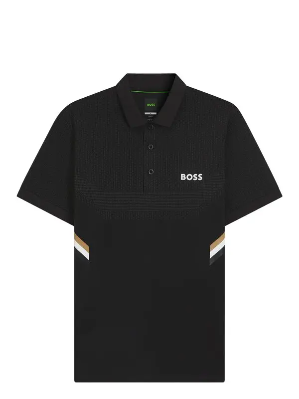 BOSS Active Moisture-managing Slim-fit Polo Shirt In Stretch Piqu - Black