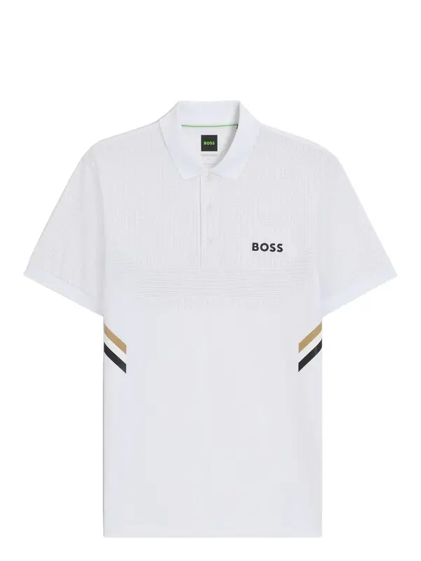 BOSS Active Moisture-managing Slim-fit Polo Shirt In Stretch Piqu - White