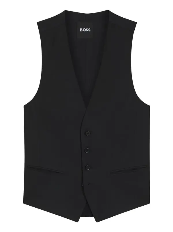 BOSS Slim-fit Virgin Wool Serge Waistcoat - Black