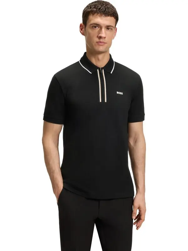 BOSS Quick-dry Polo Shirt In Stretch Cotton - Black