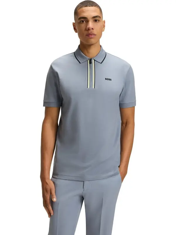 BOSS Quick-dry Polo Shirt In Stretch Cotton - Dark Grey