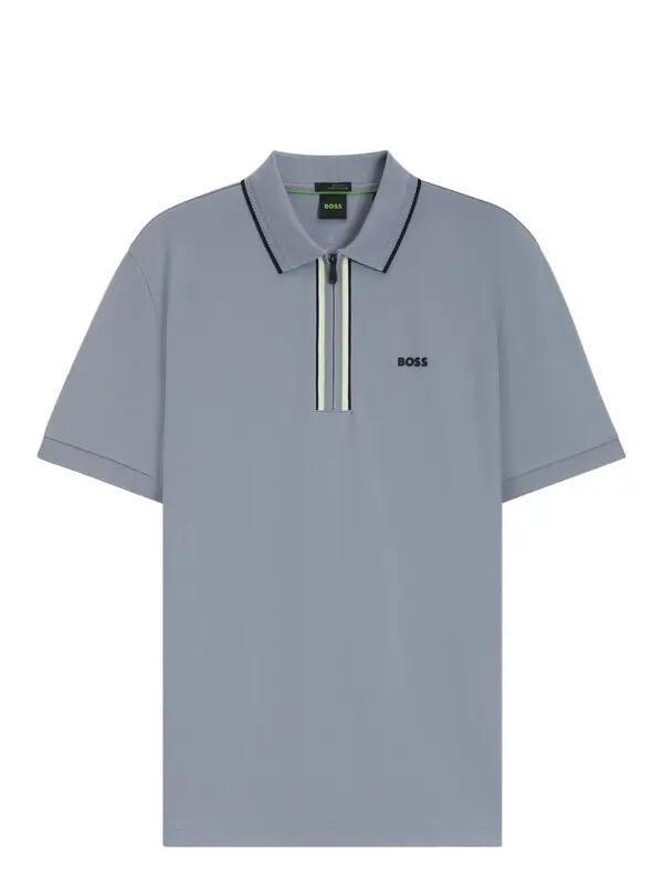 BOSS Quick-dry Polo Shirt In Stretch Cotton - Dark Grey
