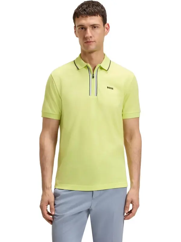 BOSS Quick-dry Polo Shirt In Stretch Cotton - Light Green