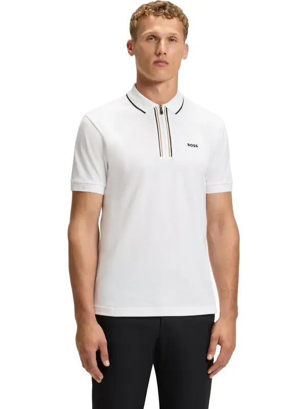 BOSS Quick-dry Polo Shirt In Stretch Cotton - White