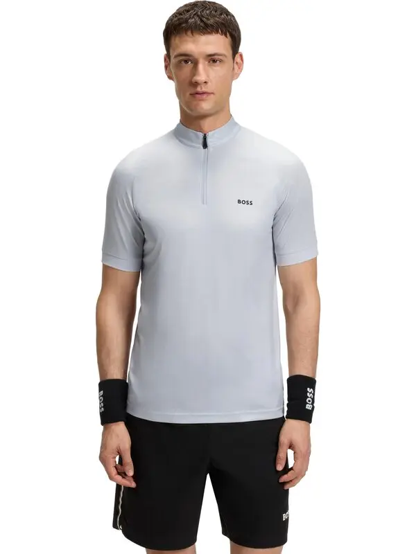 BOSS Stretch-ripstop Slim-fit Polo Shirt With Quick-dry Performance - Light Grey