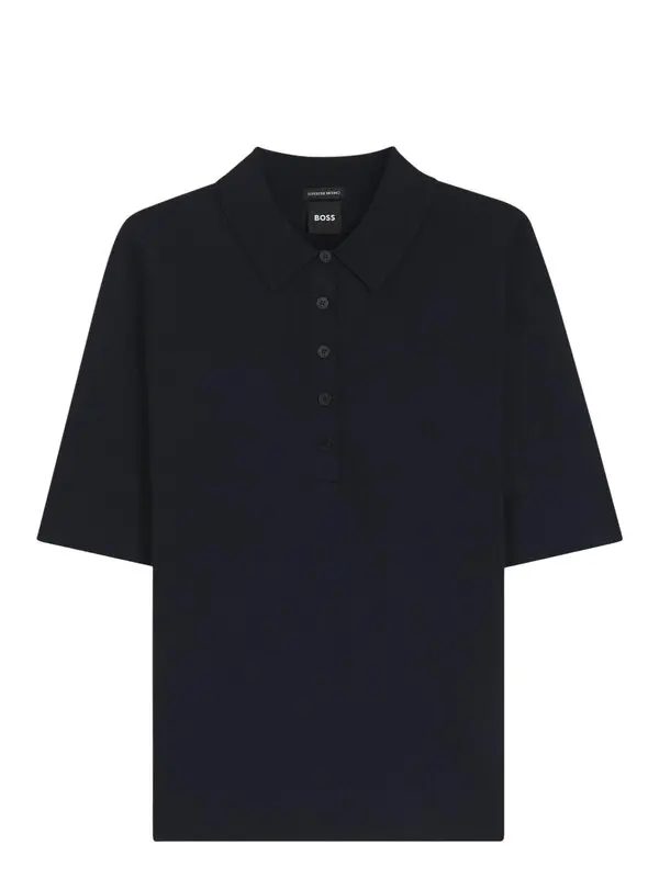 BOSS Short-sleeve Merino Wool Sweater - Dark Blue