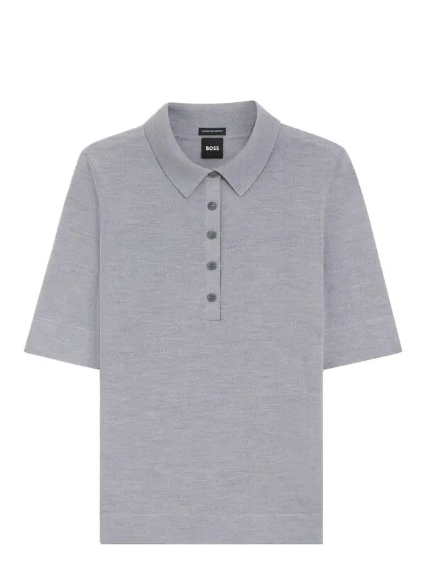 BOSS Short-sleeve Merino Wool Sweater - Light Grey