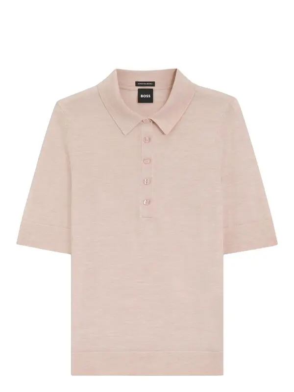 BOSS Short-sleeve Merino Wool Sweater - Light Pink