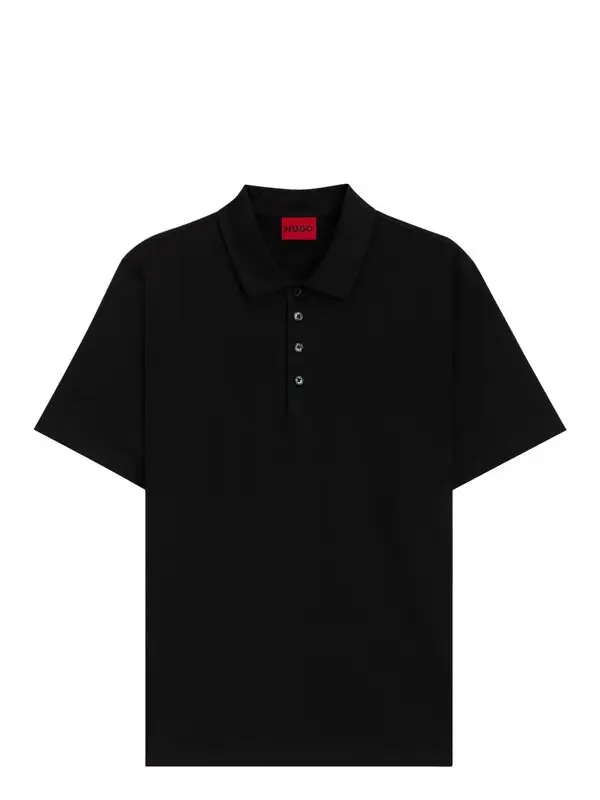 Hugo Mercerised-cotton Slim-fit Polo Shirt With Four-button Placket - Black