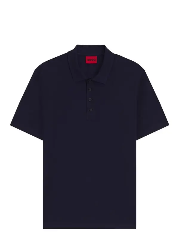 Hugo Mercerised-cotton Slim-fit Polo Shirt With Four-button Placket - Dark Blue
