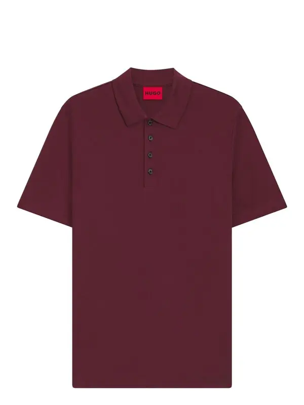 Hugo Mercerised-cotton Slim-fit Polo Shirt With Four-button Placket - Dark Red