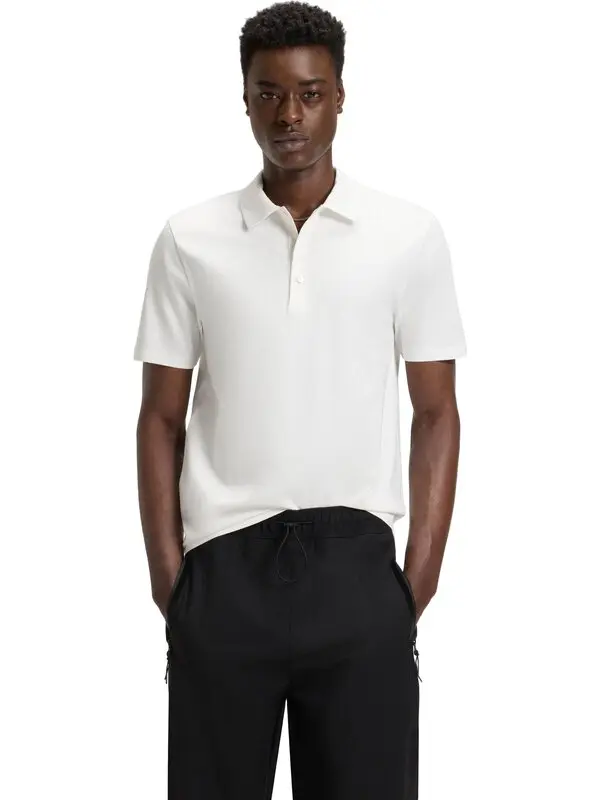 Hugo Mercerised-cotton Slim-fit Polo Shirt With Four-button Placket - White