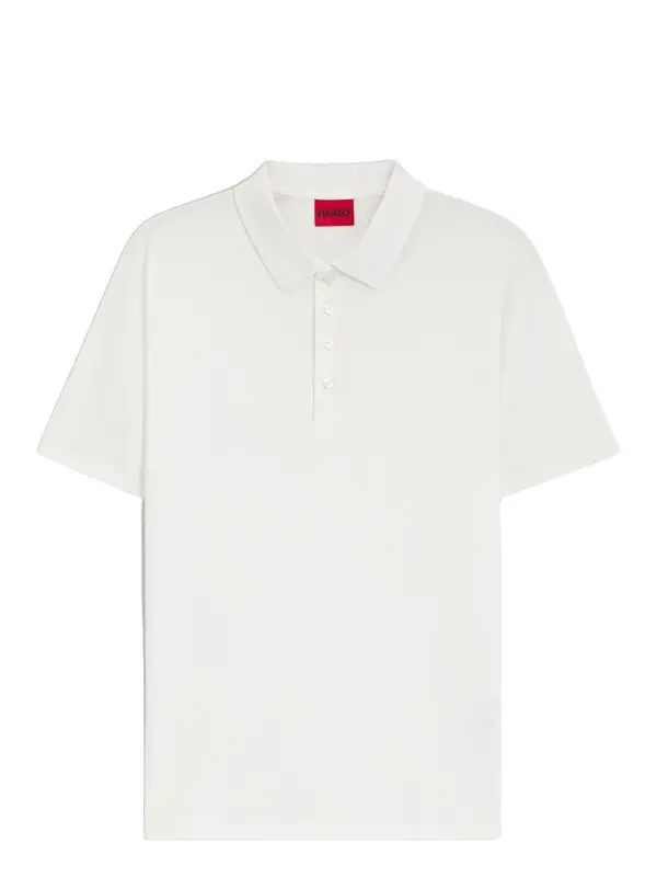 Hugo Mercerised-cotton Slim-fit Polo Shirt With Four-button Placket - White