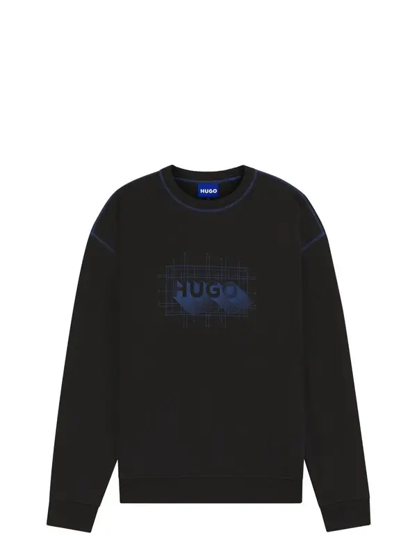 Hugo Cotton Terry Sweatshirt With Logo Artwork - Black