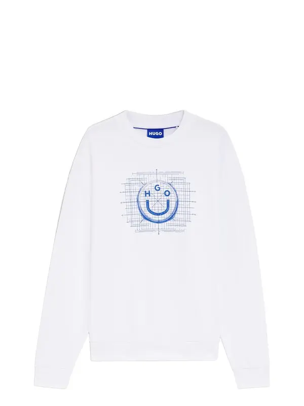 Hugo Cotton Terry Sweatshirt With Logo Artwork - White
