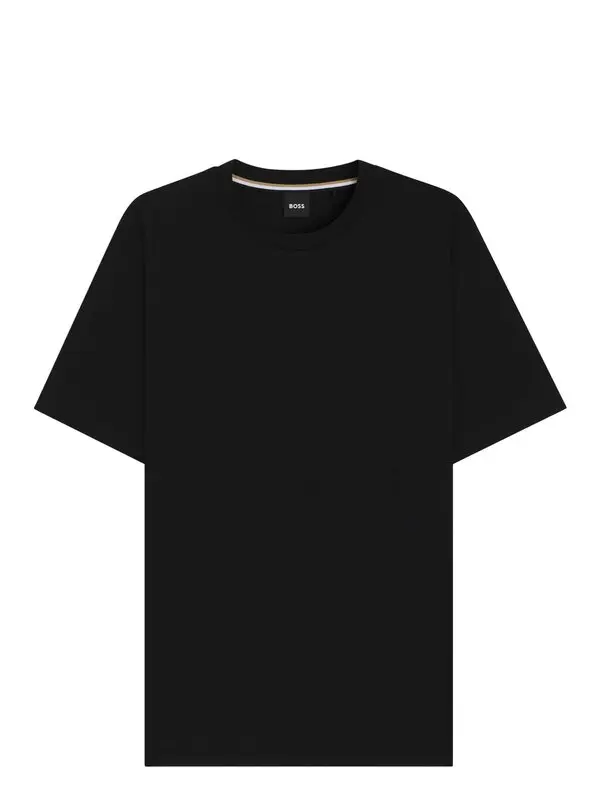 BOSS Ribbed-collar T-shirt In Cotton Jersey - Black