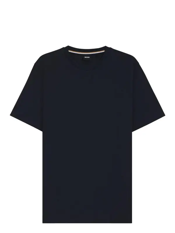 BOSS Ribbed-collar T-shirt In Cotton Jersey - Dark Blue
