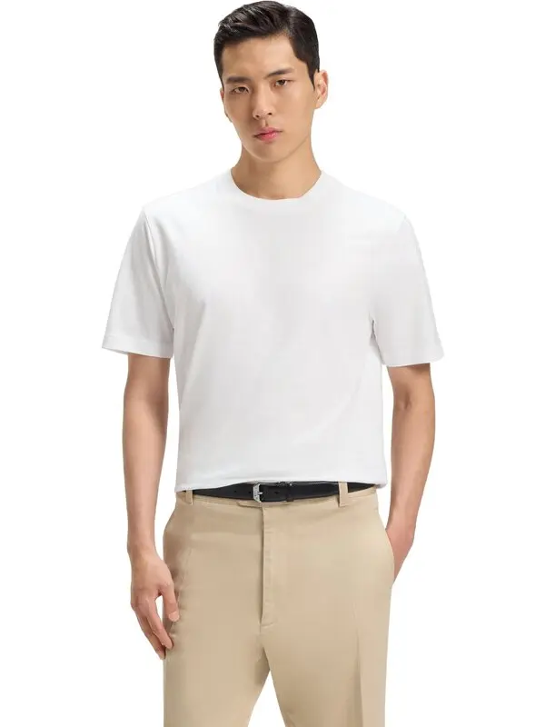 BOSS Ribbed-collar T-shirt In Cotton Jersey - White