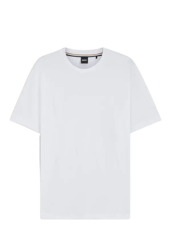 BOSS Ribbed-collar T-shirt In Cotton Jersey - White