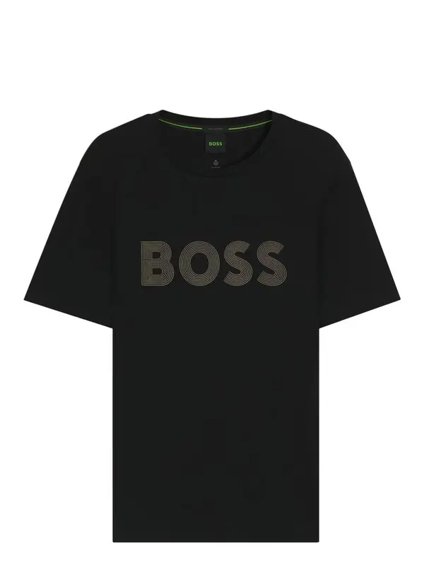 BOSS Gloss-logo T-shirt In Pima Cotton - Black