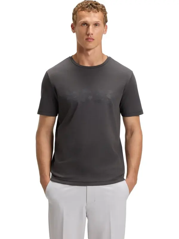 BOSS Gloss-logo T-shirt In Pima Cotton - Dark Grey