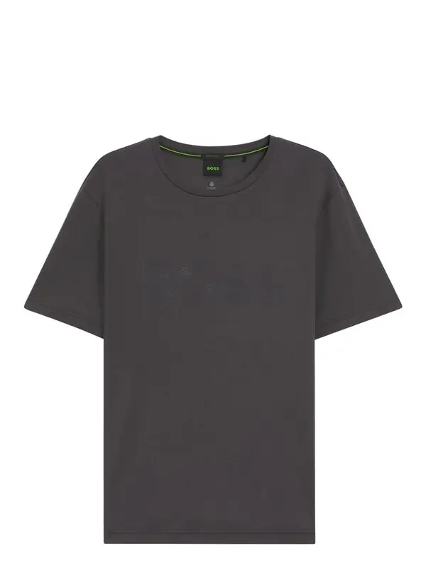 BOSS Gloss-logo T-shirt In Pima Cotton - Dark Grey